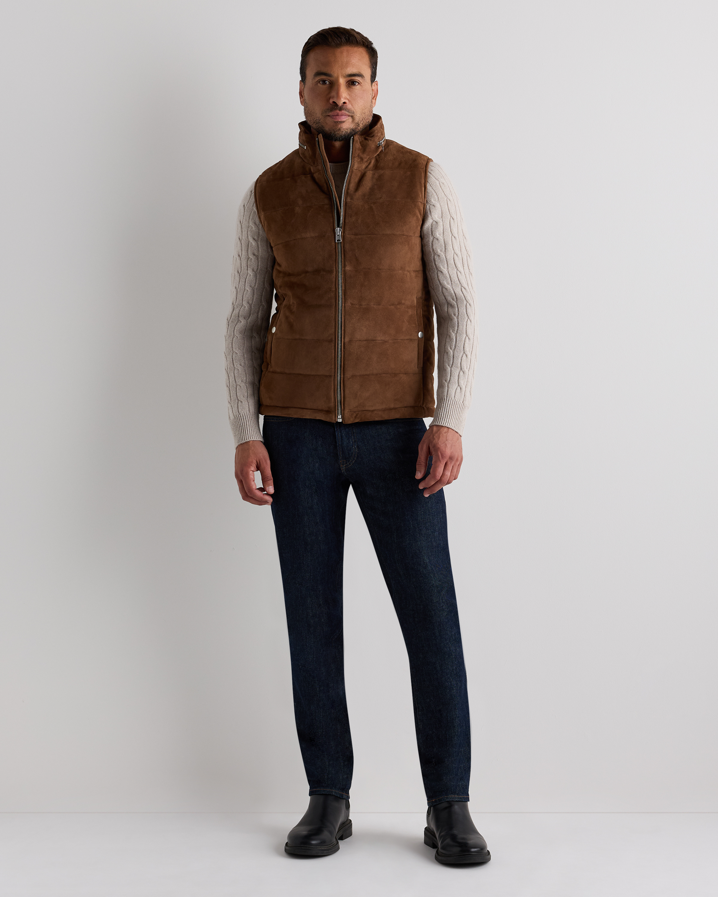 QUINCE 100% Suede Puffer Vest